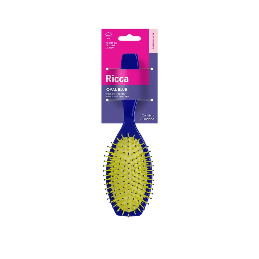 Escova Para Cabelo Ricca Desenbaraçante Oval Blue - Ikesaki