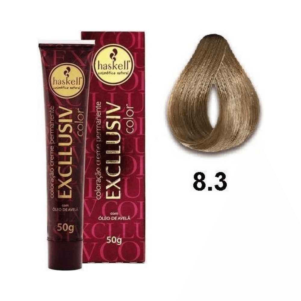 Coloração Creme Haskell Excllusiv Color 8.3 Louro Claro Dourado - Ikesaki